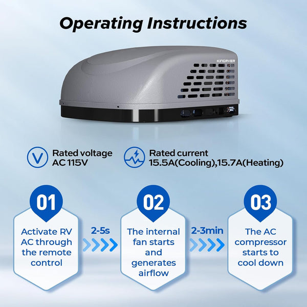 KINGRVER RV AC Unit 15000 BTU | Non-Ducted Rooftop Air Conditioner wit